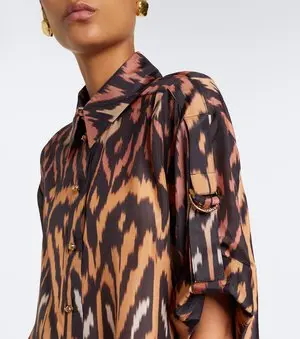 Zimmermann Aster Printed Silk Habutai Shirt - Brown