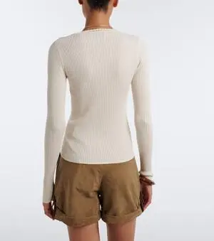 Isabel Marant Étoile Selenie Ribbed-knit Silk And Cotton Sweater - Beige