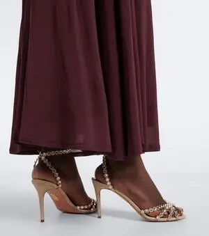 AQUAZZURA Tequila Embellished Suede Ankle Strap Sandals