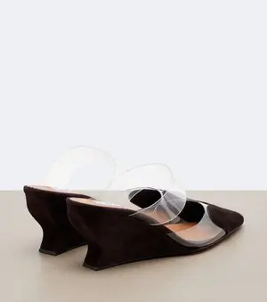 Alaïa Le Cœur Suede Wedge Mules