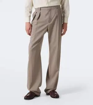 Saint Laurent Pleated Wool And Mohair Straight Pants