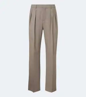 Saint Laurent Pleated Wool And Mohair Straight Pants - Grey
