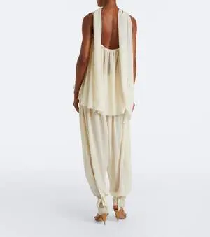 DE LA VALI Ines Chiffon Balloon Pants - Beige