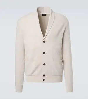 Brioni Cashmere And Wool Shawl Collar Cardigan - Beige