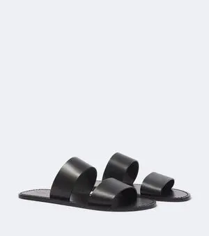 THE ROW Charlie Leather Sandals - Black