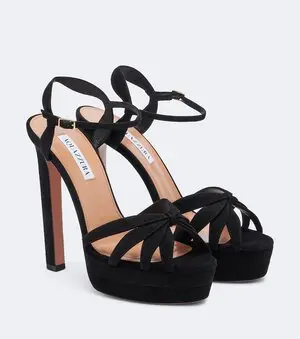 AQUAZZURA Soulmate Suede Platform Sandals - Black