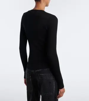 Isabel Marant Étoile Selenie Ribbed-knit Silk And Cotton Sweater - Black