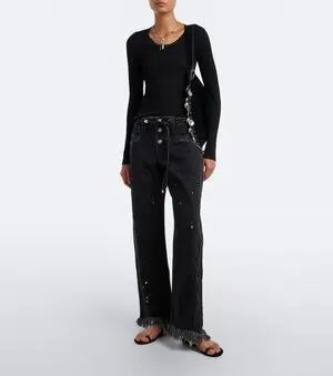 Isabel Marant Étoile Selenie Ribbed-knit Silk And Cotton Sweater - Black