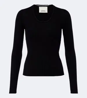 Isabel Marant Étoile Selenie Ribbed-knit Silk And Cotton Sweater - Black