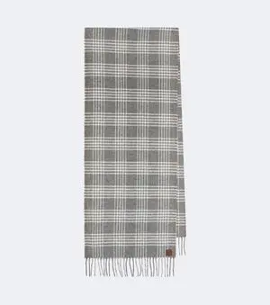 Eleventy Checked Silk, Wool, And Cashmere Scarf - Grey