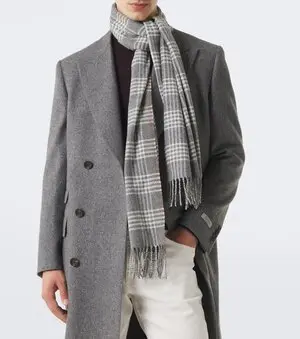 Eleventy Checked Silk, Wool, And Cashmere Scarf