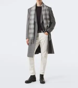Eleventy Checked Silk, Wool, And Cashmere Scarf