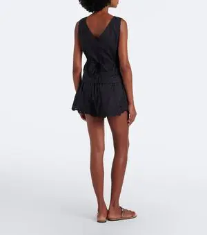 SIR. Klara Embroidered Cotton Shorts - Black