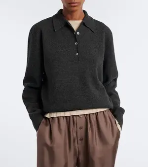 RÓHE Wool, Cashmere, And Silk-blend Polo Sweater - Grey