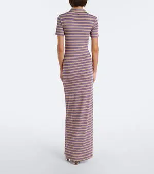Rabanne Cutout Gathered Striped Crêpe Maxi Dress