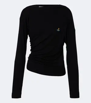 VIVIENNE WESTWOOD Draped Ribbed-knit Top - Black