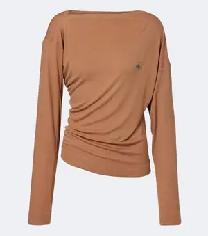 VIVIENNE WESTWOOD Draped Ribbed-knit Top - Brown