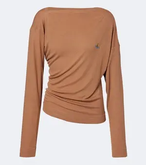 VIVIENNE WESTWOOD Draped Ribbed-knit Top - Brown
