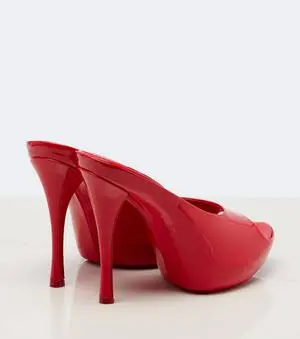 Gucci Patent Leather Platform Mules - Red