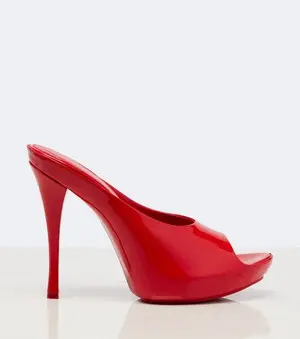 Gucci Patent Leather Platform Mules - Red