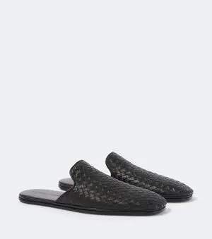 Bottega Veneta Palazzo Intrecciato Leather Mules - Black
