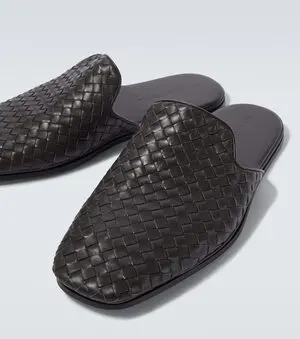 Bottega Veneta Palazzo Intrecciato Leather Mules - Brown