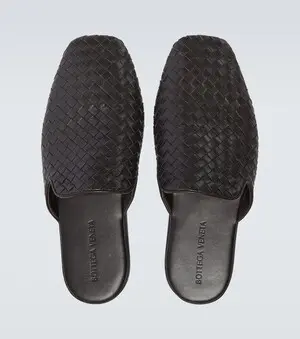 Bottega Veneta Palazzo Intrecciato Leather Mules - Brown