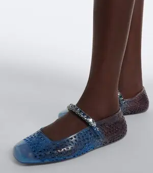 JIMMY CHOO Jelly Crystal-embellished Ballet Flats