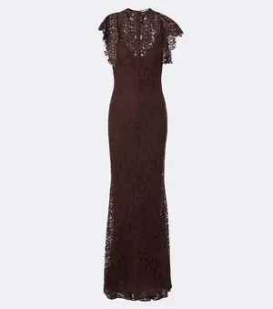 DE LA VALI Laia Lace Maxi Dress - Brown