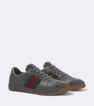 Gucci Screener Perforated Leather Sneakers - Grey