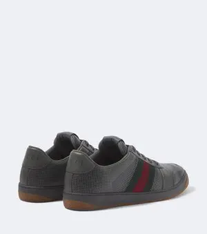 Gucci Screener Perforated Leather Sneakers - Grey