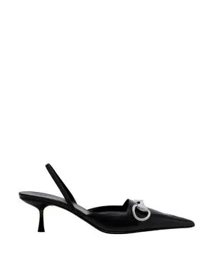 Gucci Boulevard Leather Slingback Pumps - Black