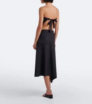 SIR. Klara Asymmetric Cotton Midi Skirt