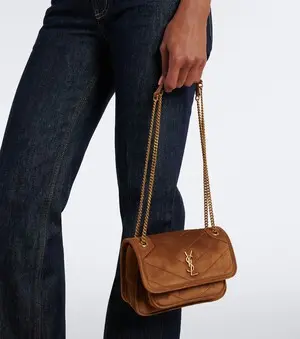 Saint Laurent Niki Mini Suede Shoulder Bag - Brown