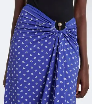 Christopher Esber Ruched Orbit Bandana Print Maxi Skirt - Blue