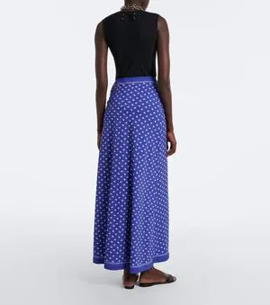 Christopher Esber Ruched Orbit Bandana Print Maxi Skirt - Blue