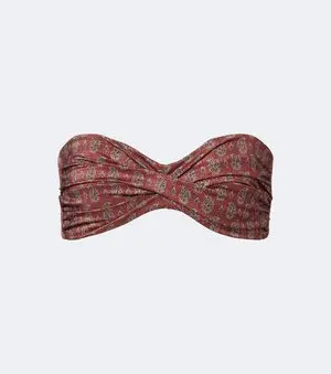 Johanna Ortiz Printed Bandeau Bikini Top - Brown
