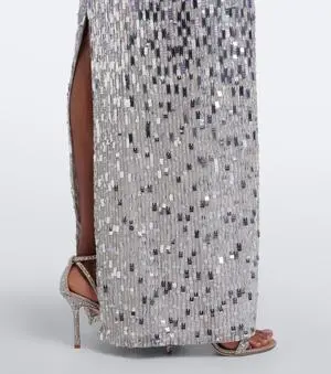 Jenny Packham Lucille Sequined Strapless Gown - Silver