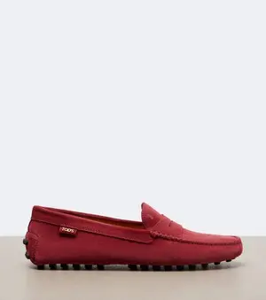 TOD'S Suede Gommino Driving Shoes - Red