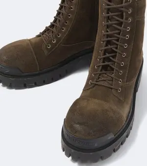 Balenciaga Strike Suede Combat Boots