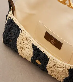 Valentino Garavani Devain Small Raffia-effect Shoulder Bag