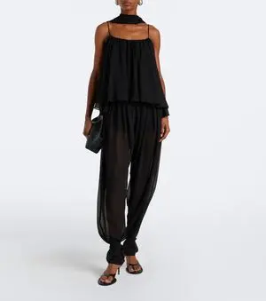 DE LA VALI Agapito Georgette Top - Black