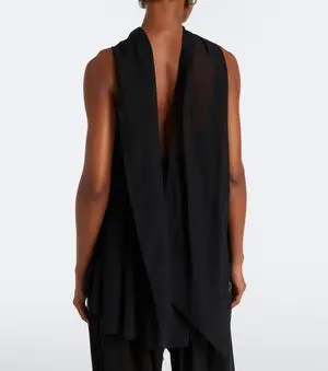 DE LA VALI Agapito Georgette Top - Black