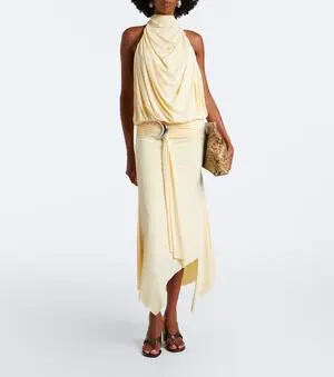DE LA VALI Vida Draped Jersey Mini Dress - Beige