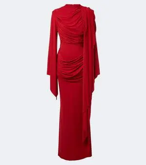 DE LA VALI Perisa Draped Jersey Maxi Dress - Red