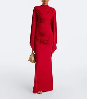 DE LA VALI Perisa Draped Jersey Maxi Dress