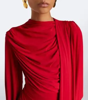 DE LA VALI Perisa Draped Jersey Maxi Dress