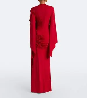 DE LA VALI Perisa Draped Jersey Maxi Dress