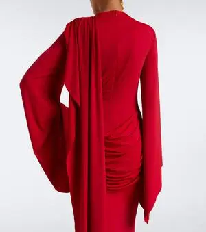 DE LA VALI Perisa Draped Jersey Maxi Dress