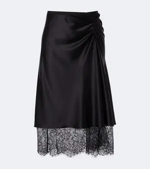 SIR. Ingrid Lace-trimmed Satin Midi Skirt